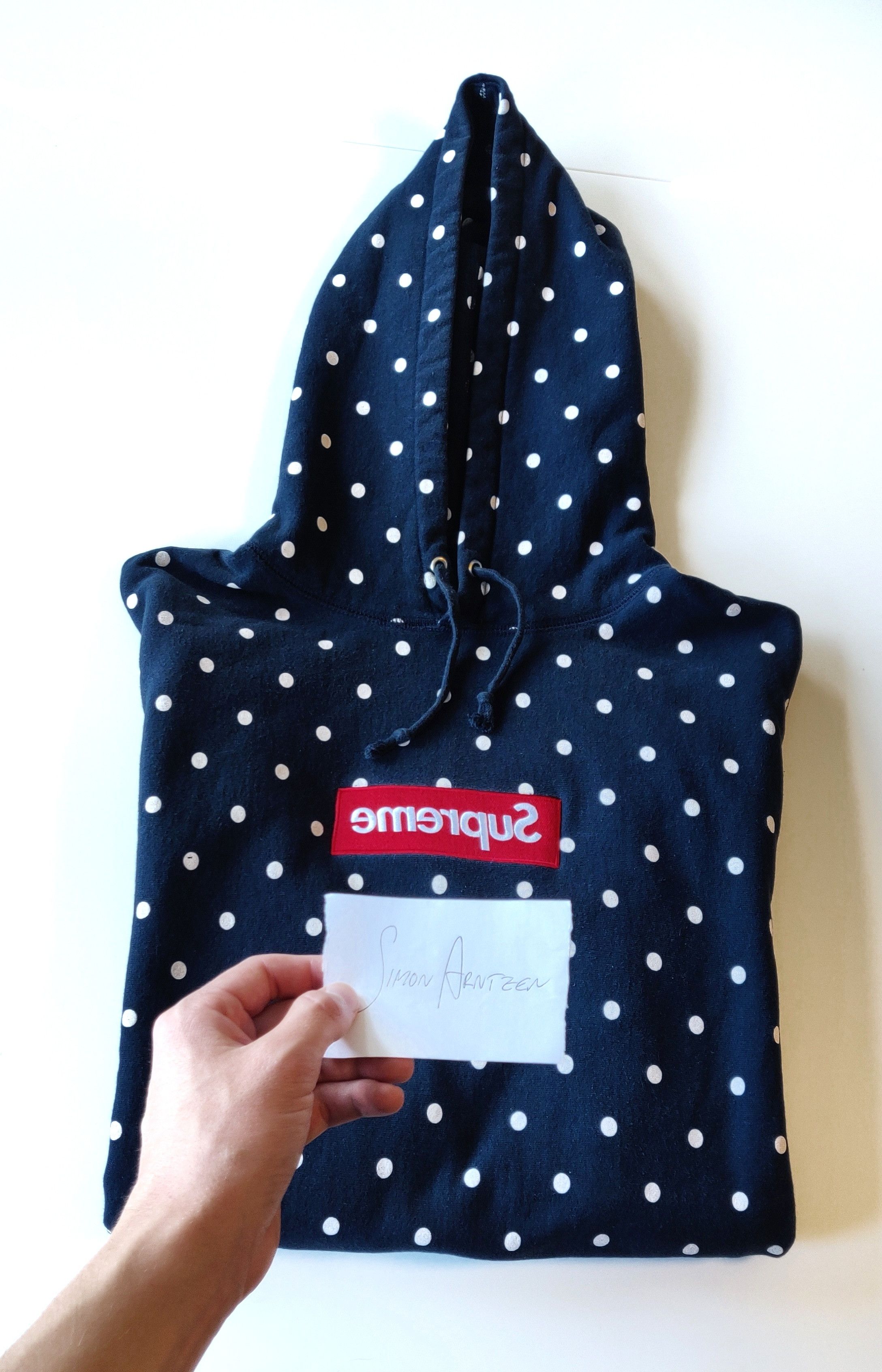 Comme des Garcons × Supreme SS12 Navy Polka Box Logo Hoodie | Grailed