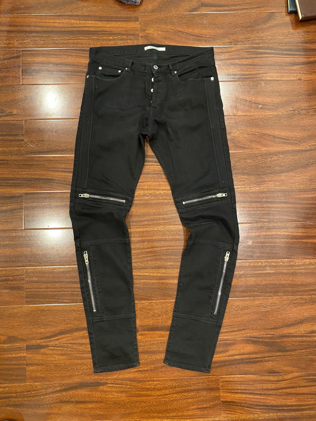 Givenchy RICO Distressed Denim Biker Skinny Jeans, Black | Grailed
