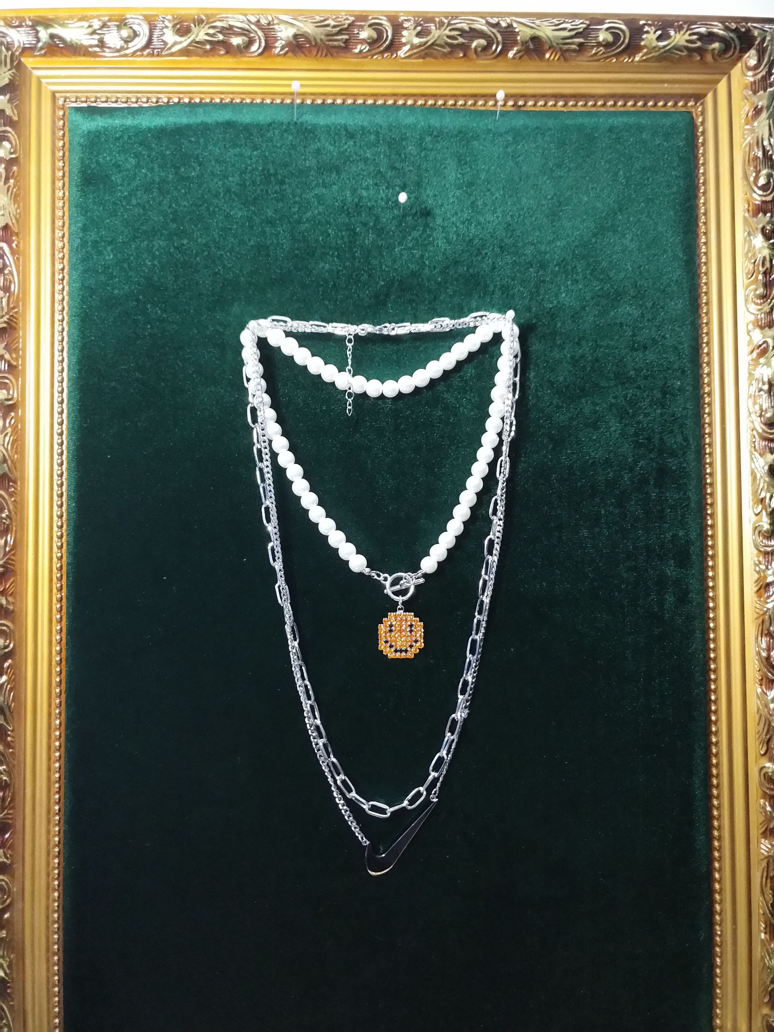 Custom × Jewelry × Nike Nike Swoosh Necklace Pendent Smile Pearls ...