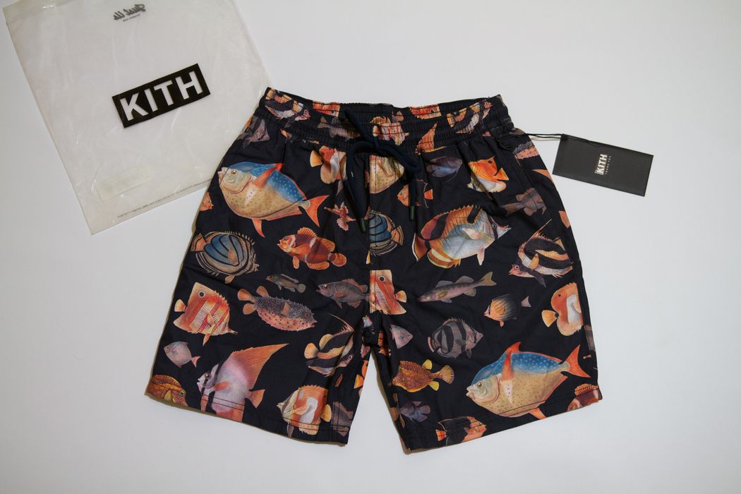 Kith NEW Kith Tilden Swim Trunk Fish print shorts size L | Grailed