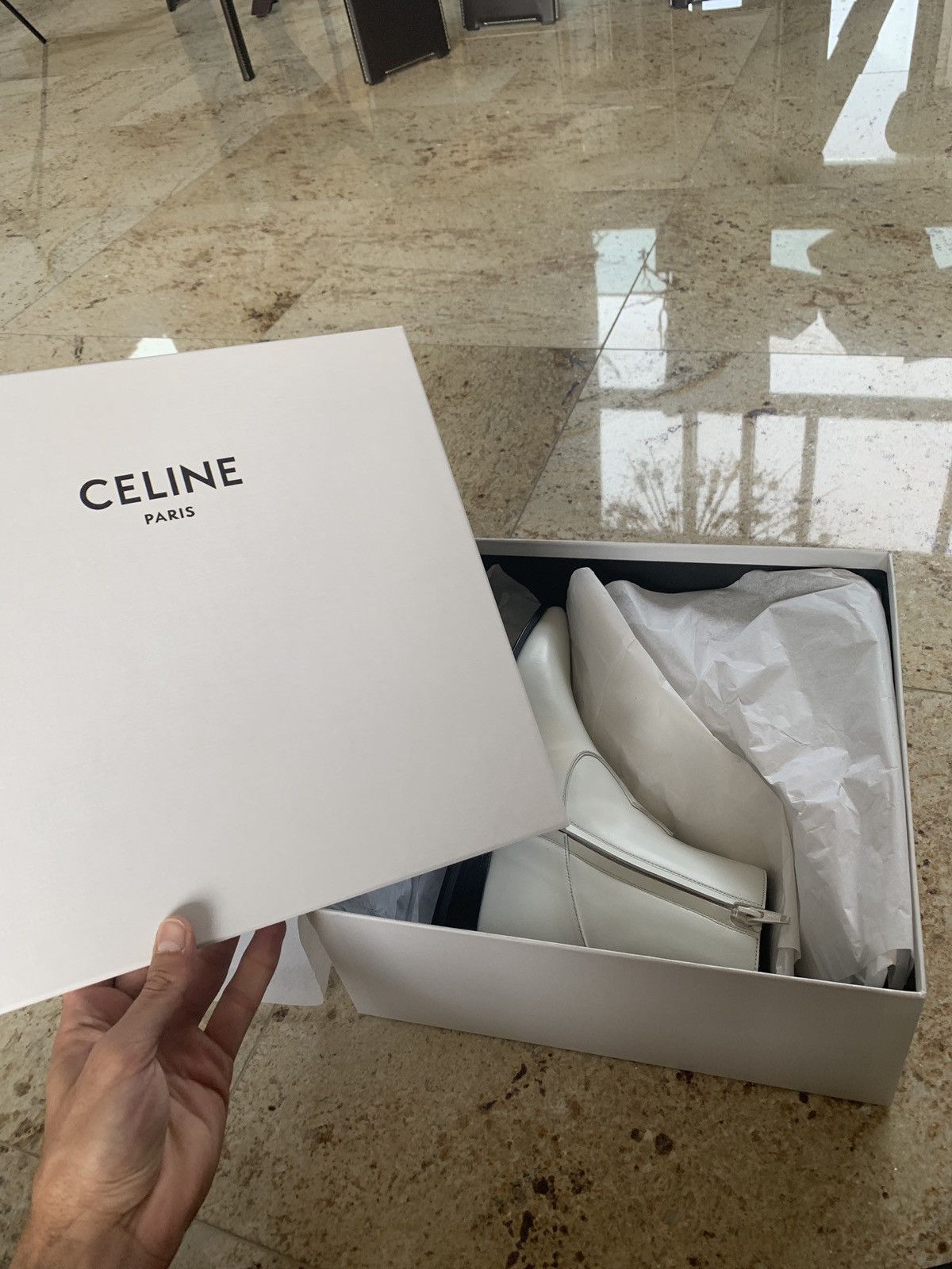 Celine Jacno Boots in White Calfskin | Grailed