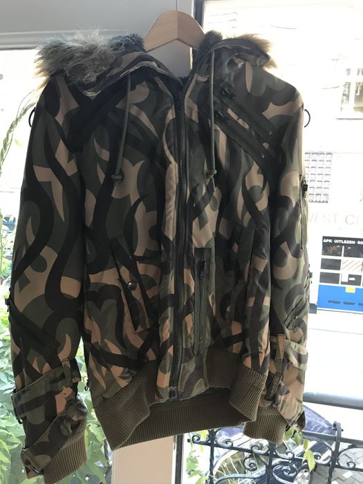 Number (N)ine Number Nine Tribal Camo Fur Bomber | Grailed