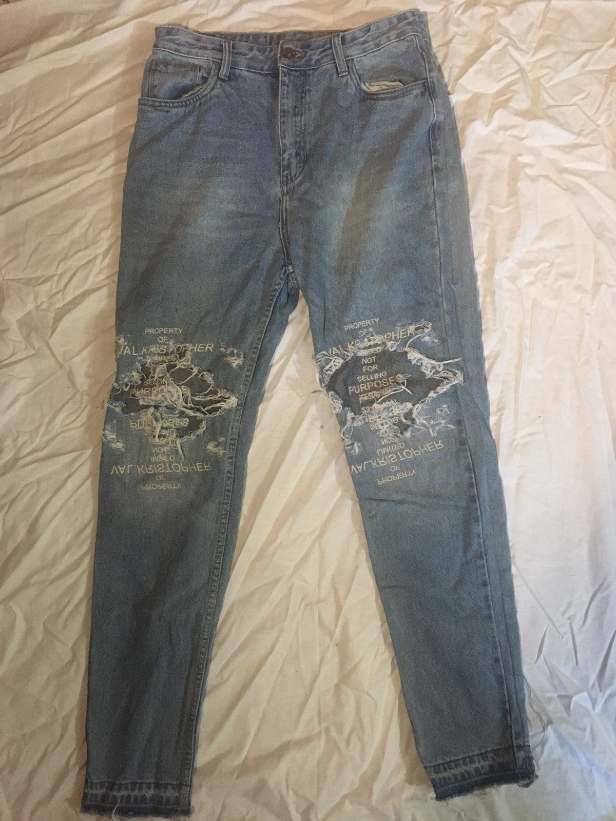 Val Kristopher Val Kristopher Rare distressed “Prototype” Jeans | Grailed