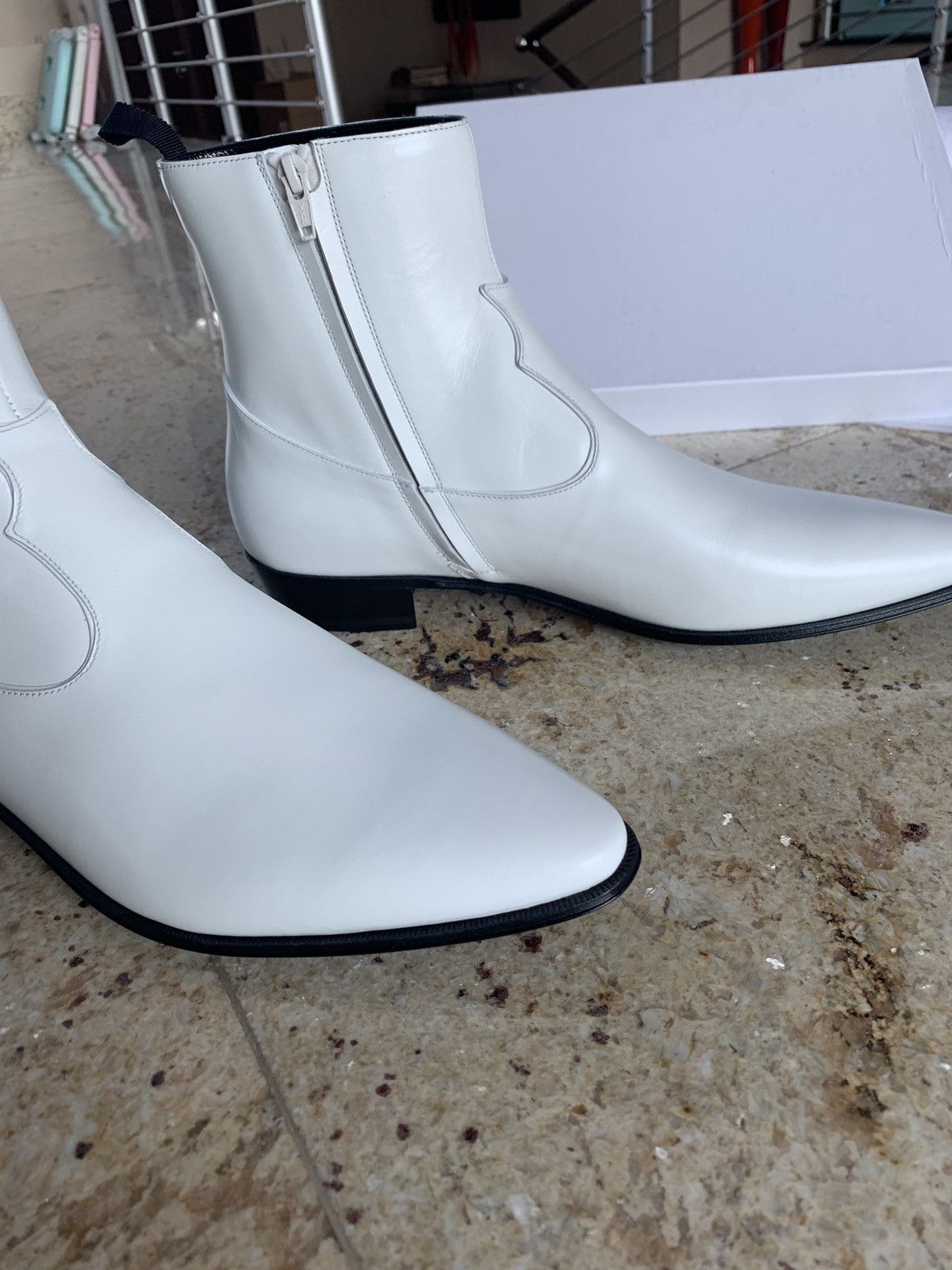 Celine Jacno Boots in White Calfskin | Grailed