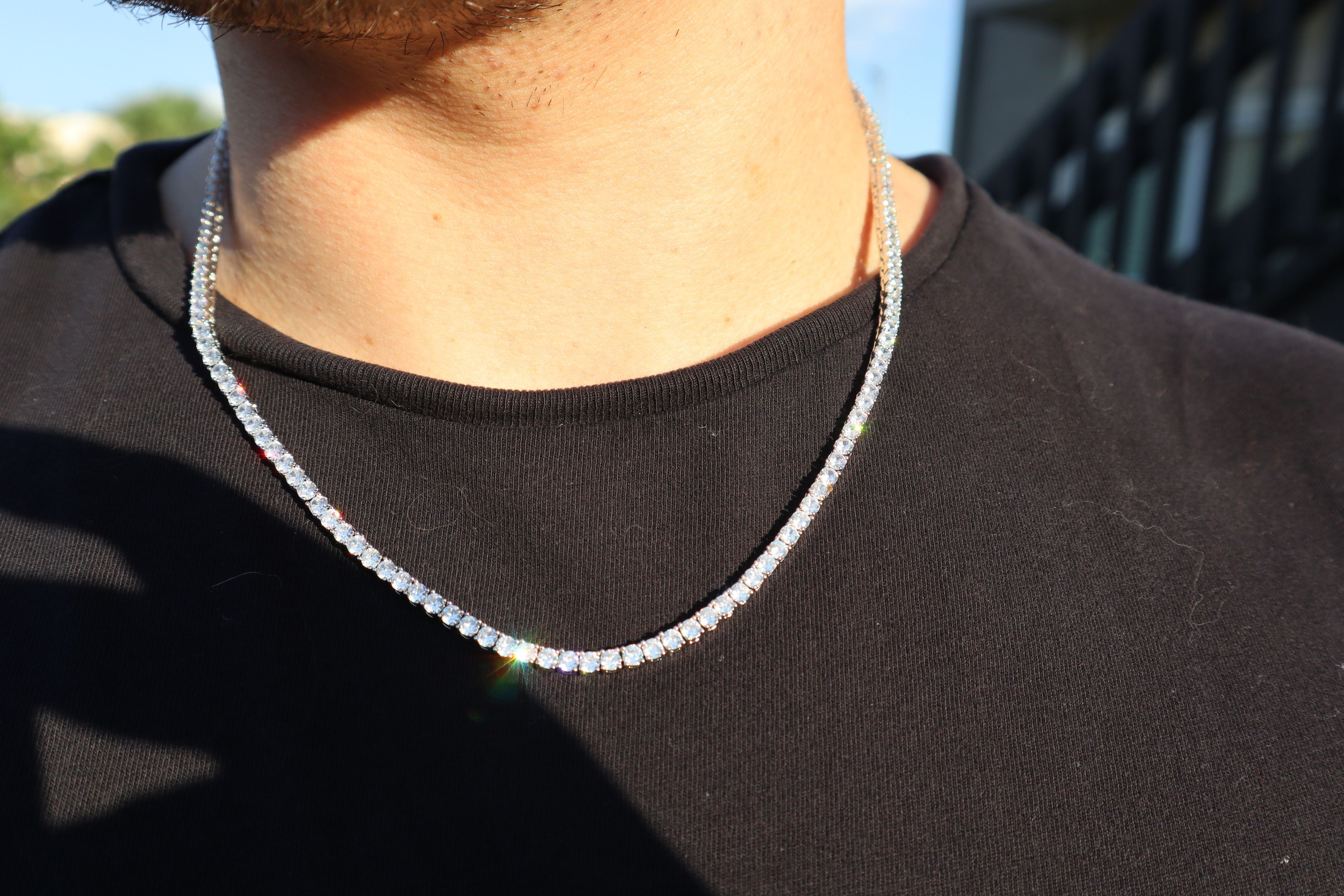 Custom × Jewelry × Streetwear 20 inch 3mm white gold 14k Cz diamond ...