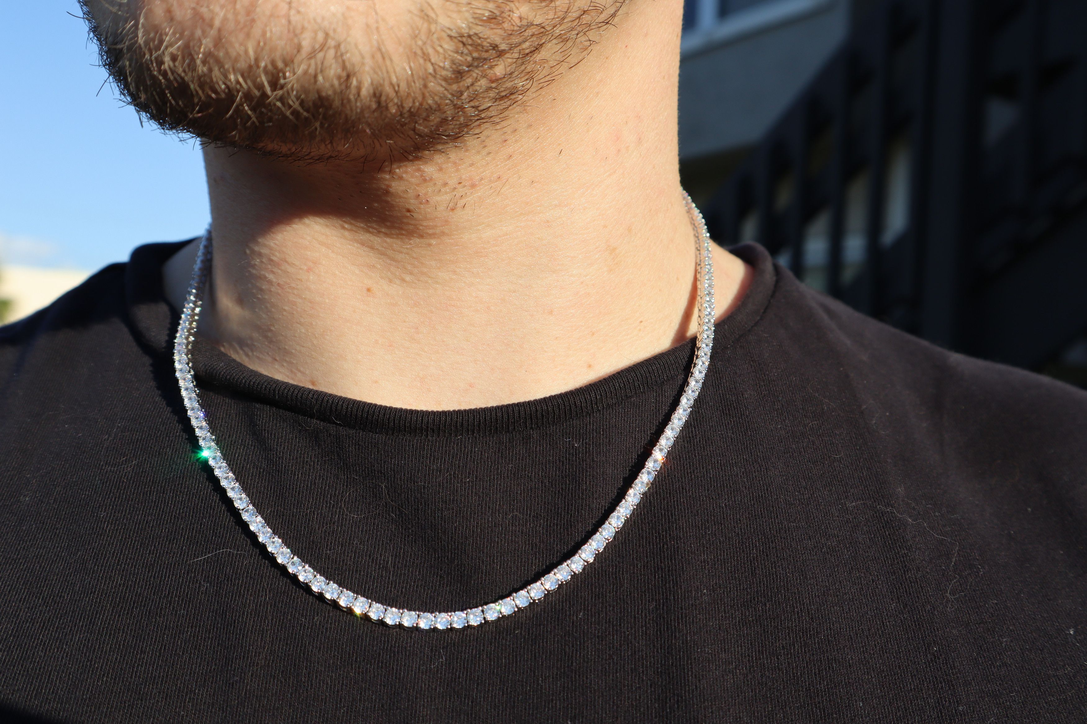 Custom × Jewelry × Streetwear 20 inch 3mm white gold 14k Cz diamond ...