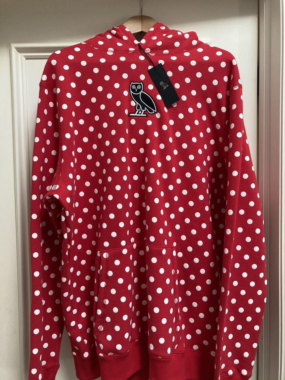 Drake × Octobers Very Own OVO Red Polka Dot Classic Owl Hoodie | Grailed