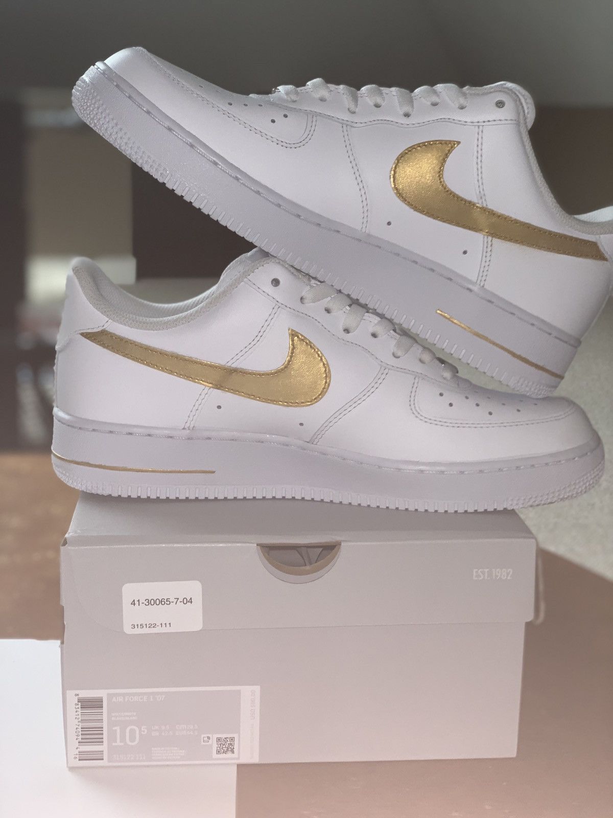 Nike Air Force 1 custom “Gold check” | Grailed