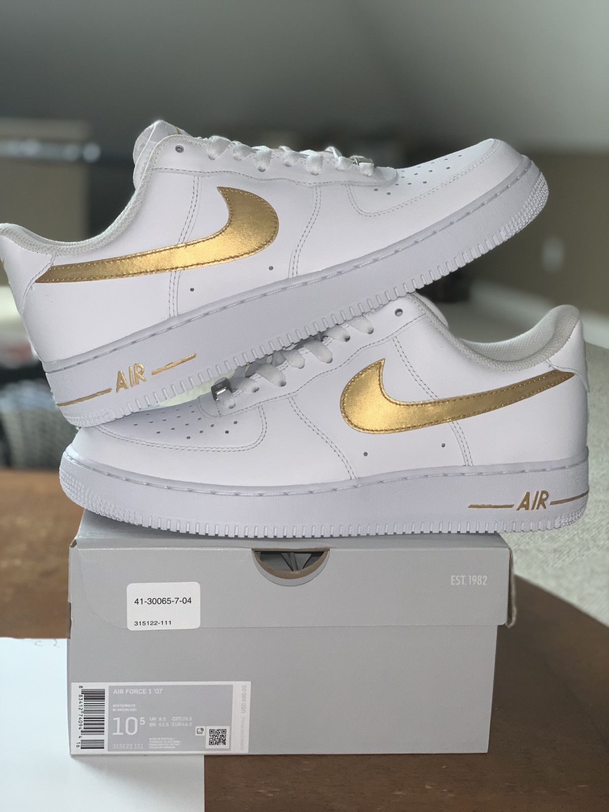 Nike Air Force 1 custom “Gold check” | Grailed