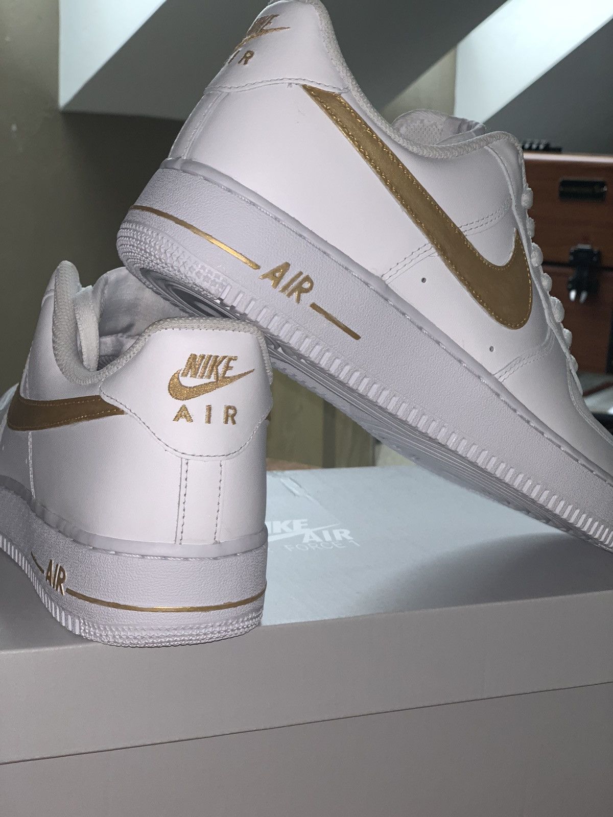 Nike Air Force 1 custom “Gold check” | Grailed