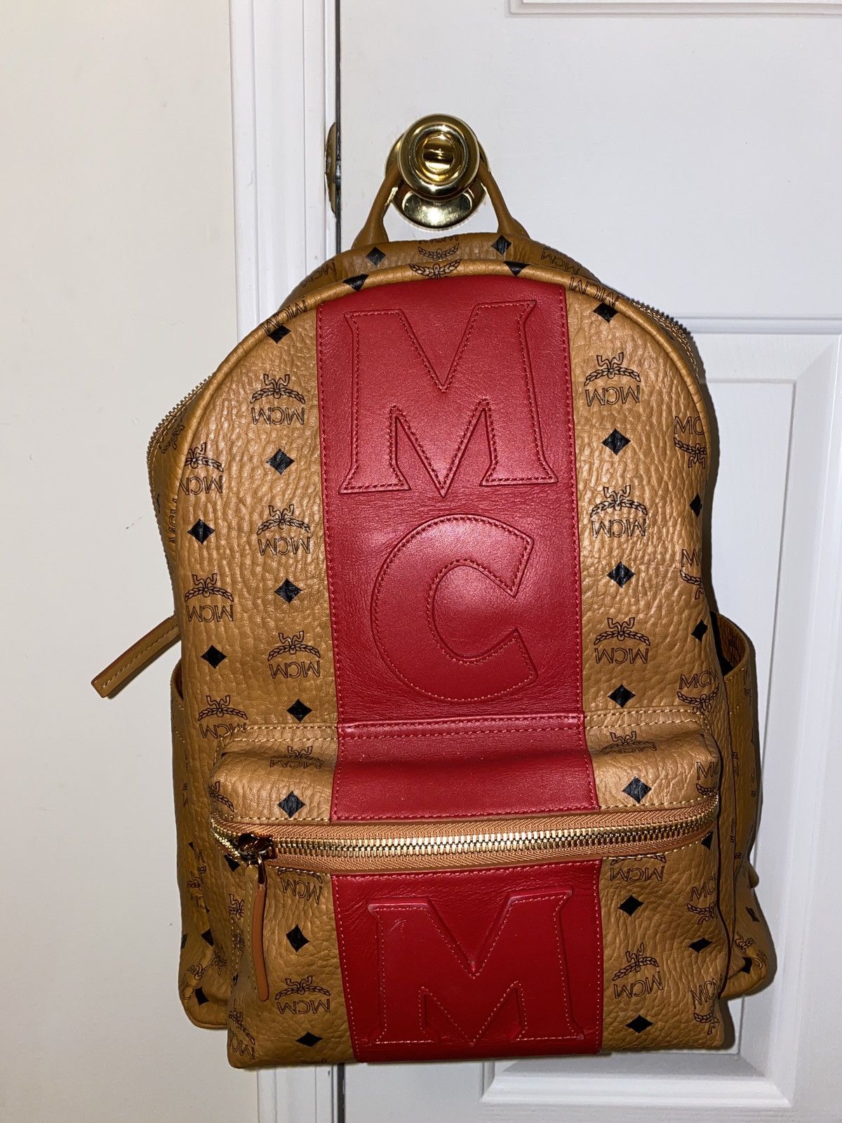 MCM MCM stark red stripe backpack | Grailed