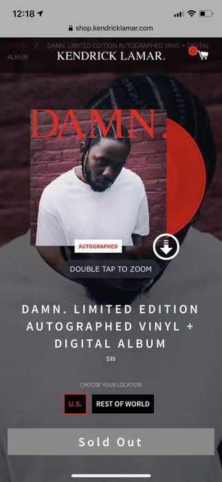 Kendrick Lamar Autographed DAMN Vinyl Cover | Grailed
