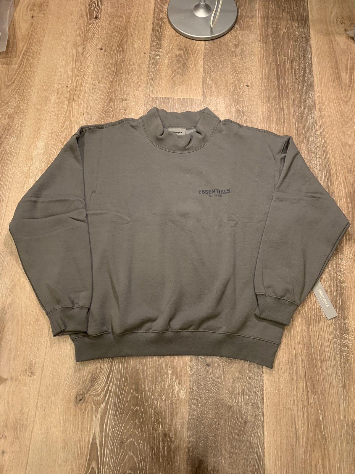Fear of God FOG Essentials Charcoal Grey Mock Neck Crewneck Sweatshirt ...