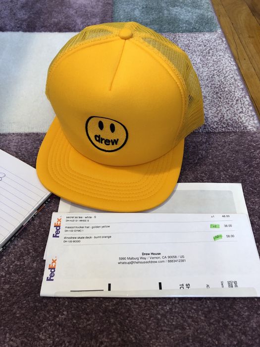 Drew House ON HOLD Drew House Mascot Yellow Trucker Hat NWT | Grailed