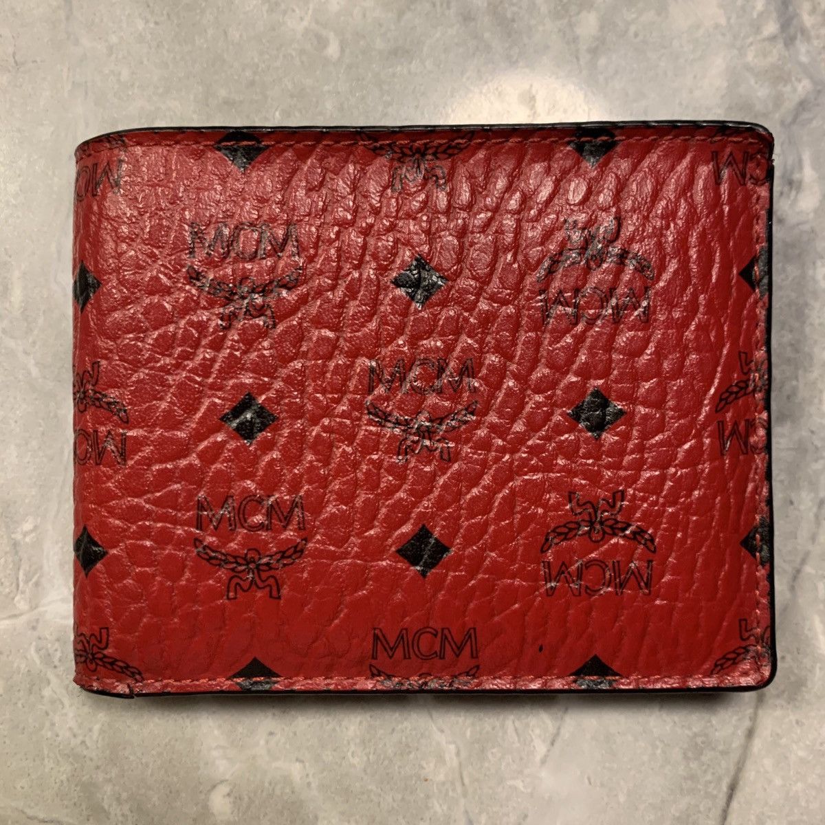 MCM Red MCM Visetos Bifold Wallet | Grailed