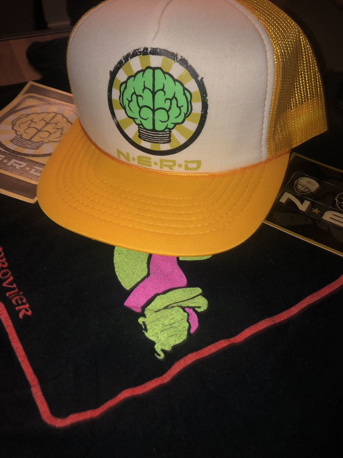 Pharrell N.E.R.D 2001 GLOW IN THE DARK TRUCKER HAT | Grailed
