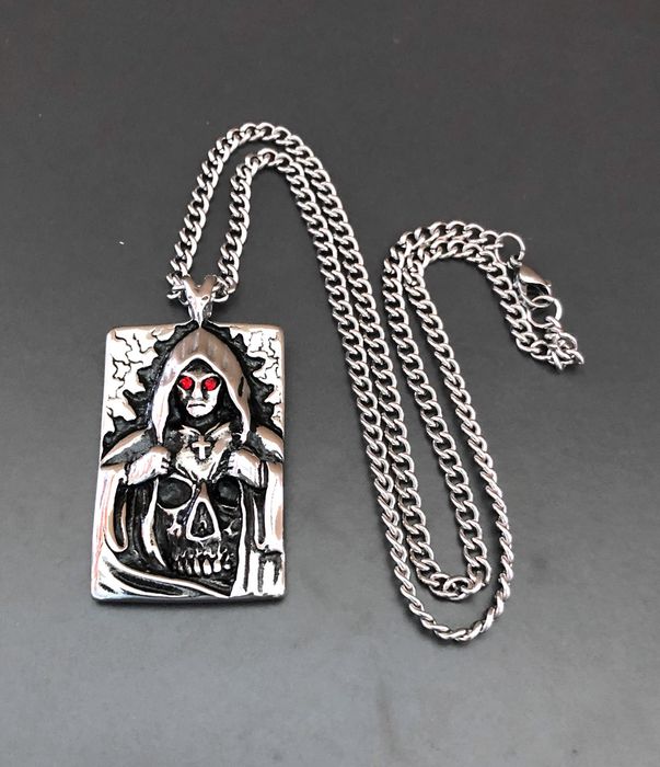Streetwear Stainless Steel Skull Grim Reaper Necklace Curb chain 20 ...