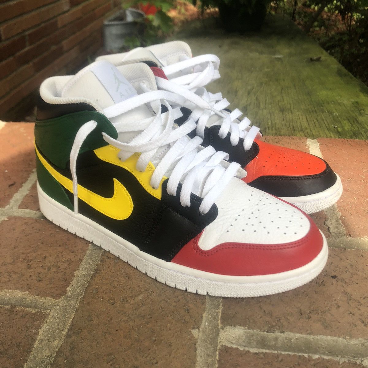 Custom “TOP 8” Multi Color Air Jordan 1 Mid Custom Made Size 8.5 | Grailed