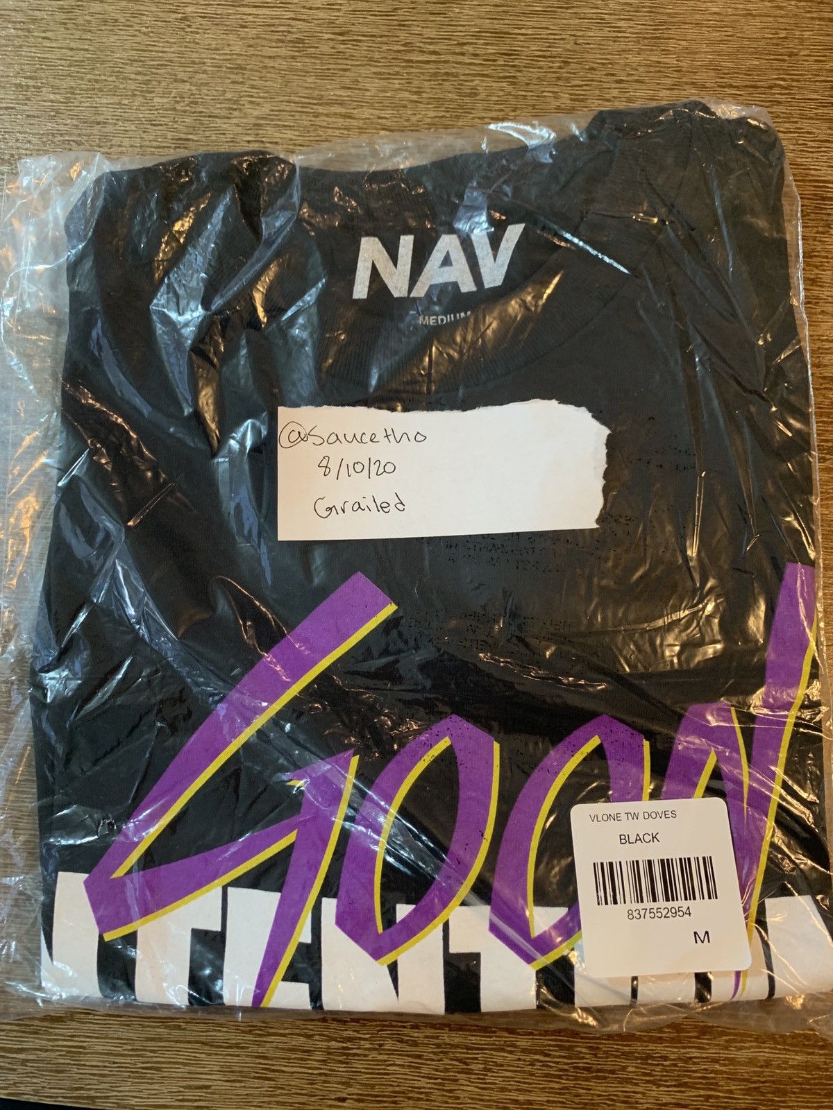 Vlone VLONE NAV DOVES TEE SHIRT BLACK PURPLE | Grailed