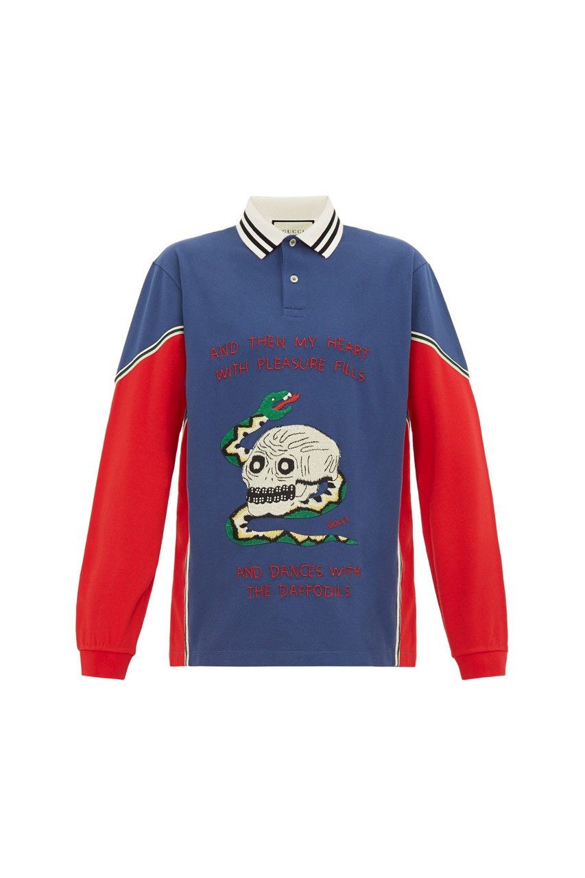 Gucci Gucci Skull and Snake-Appliqué Cotton Polo Shirt | Grailed