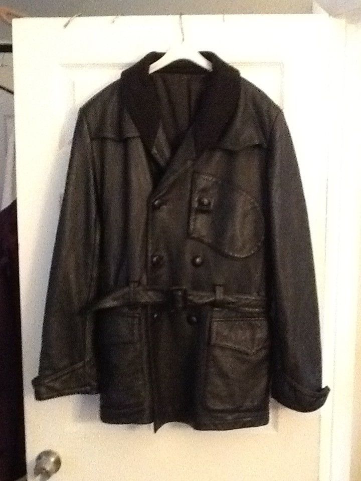 Cloak CLOAK VINTAGE WW1 BLACK LEATHER TRENCH COAT JACKET, RARE! | Grailed