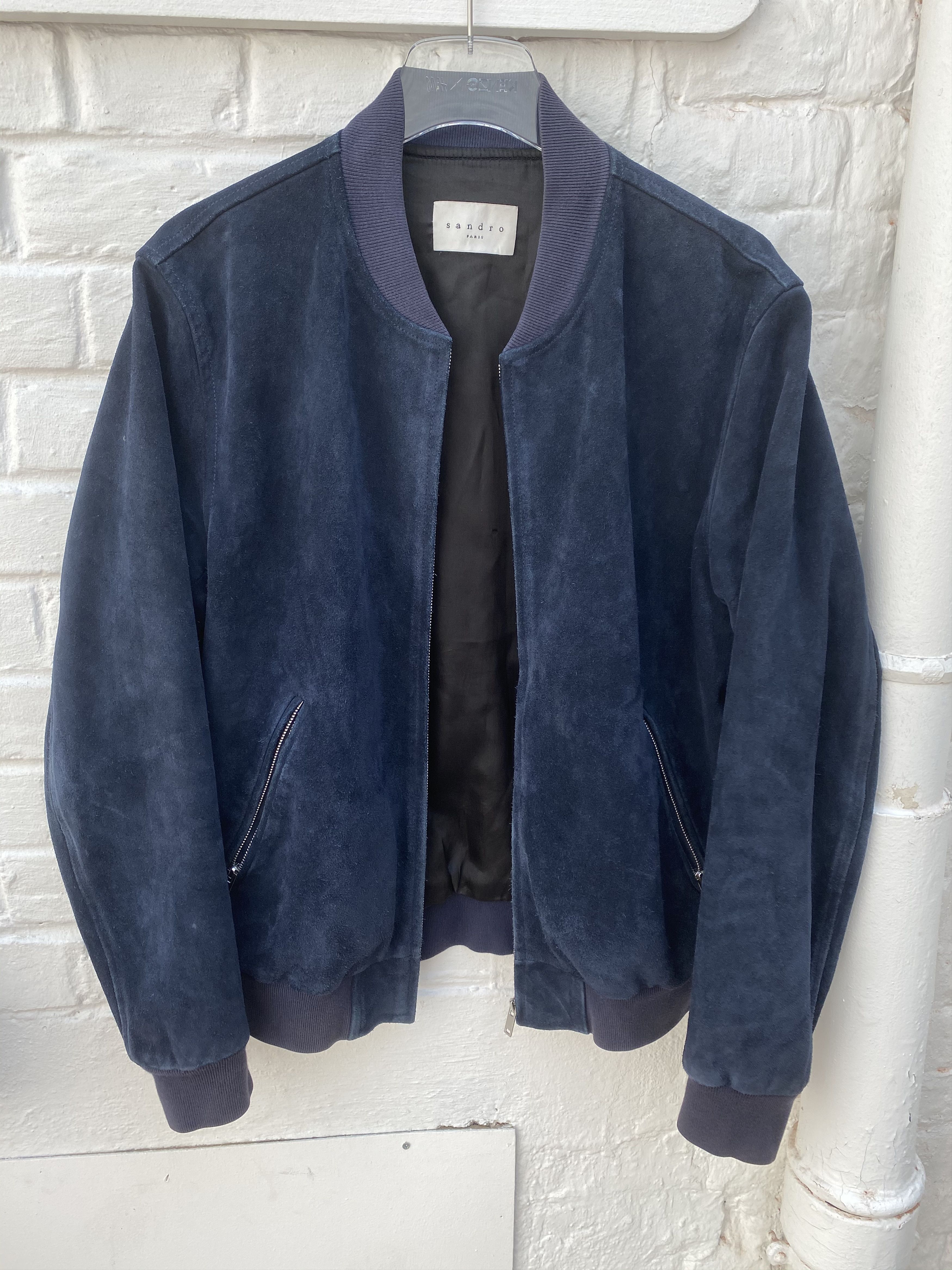 Sandro Navy Suede Jacket | Grailed