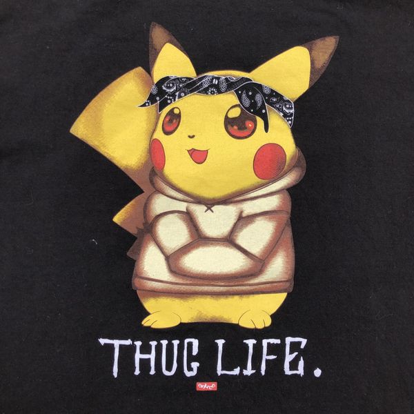 Vintage Pokémon Pikachu Thug Life Shirt 2pac Parody Rap Tee Nintendo ...