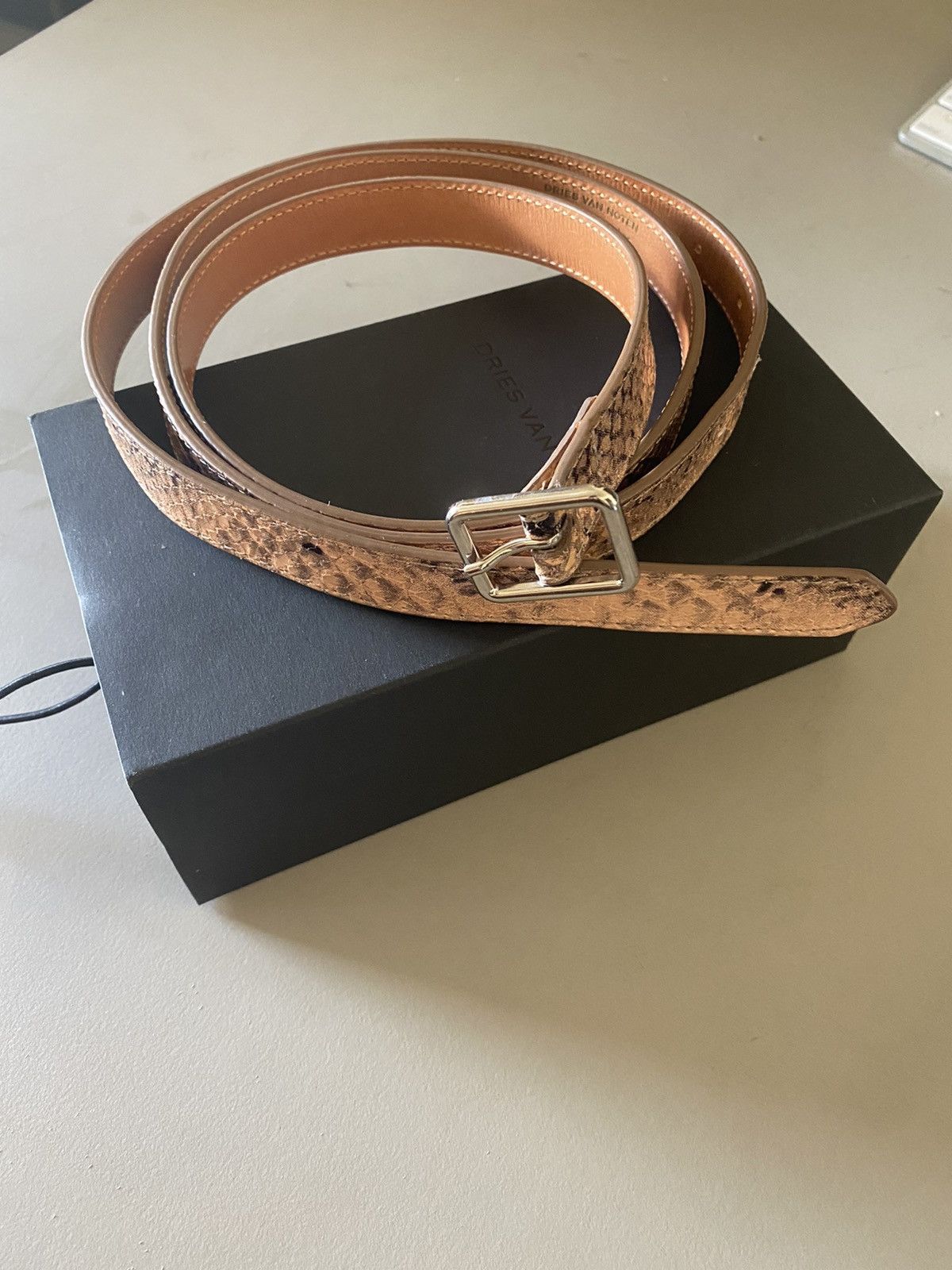Dries Van Noten Leather Snakeskin Print Belt | Grailed