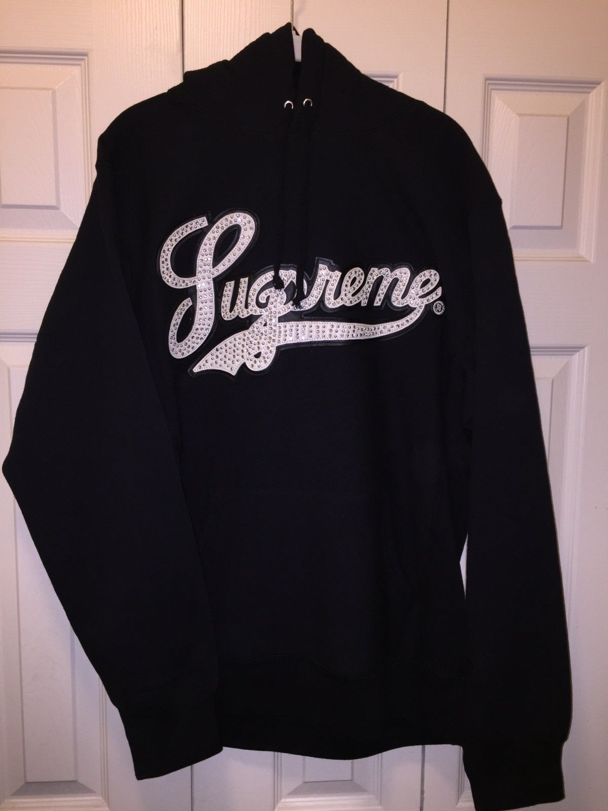 Supreme Supreme Leather Studded Script Hoodie | Grailed