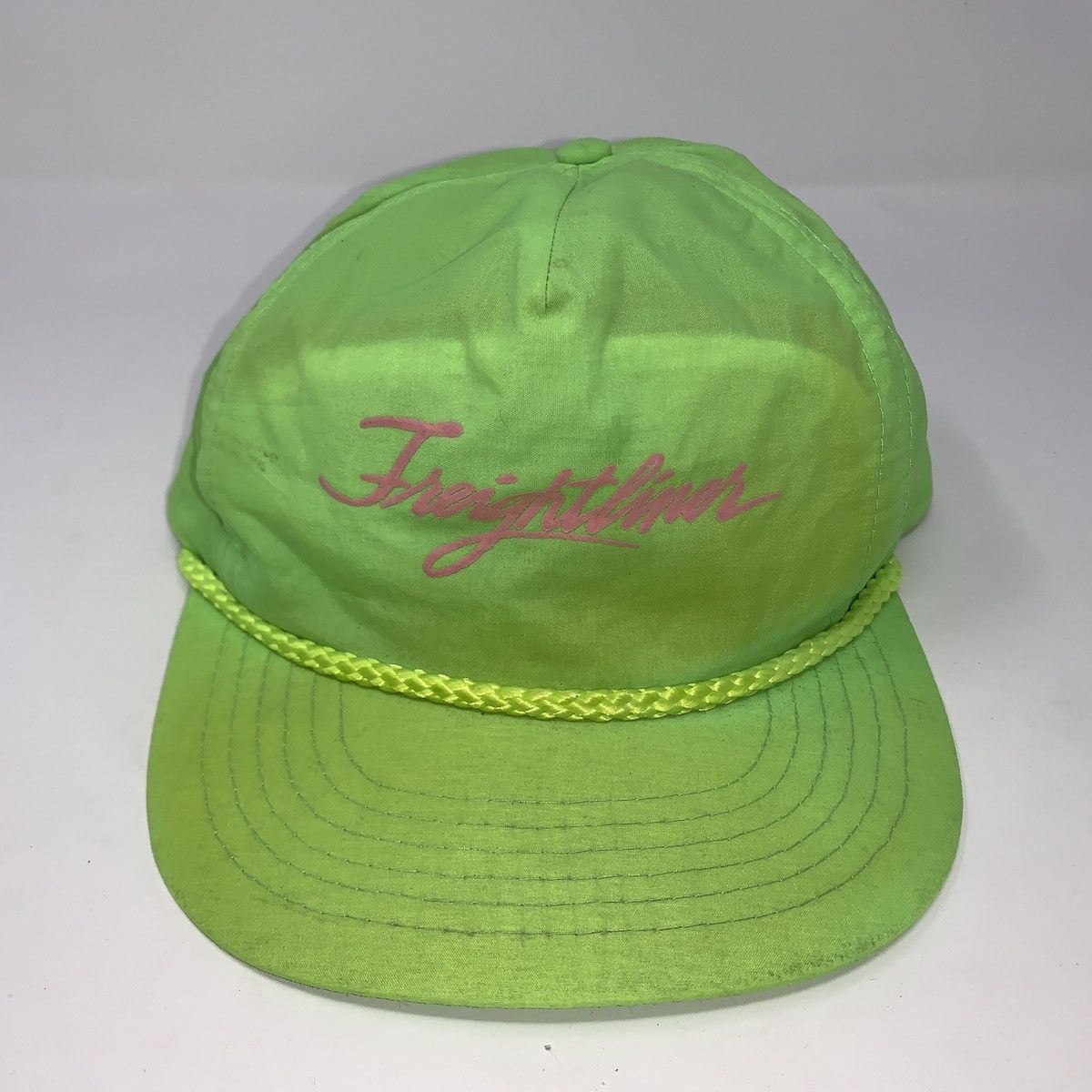 Vintage Vintage 80s 90s Freightliner Neon Green Cursive SnapBack | Grailed