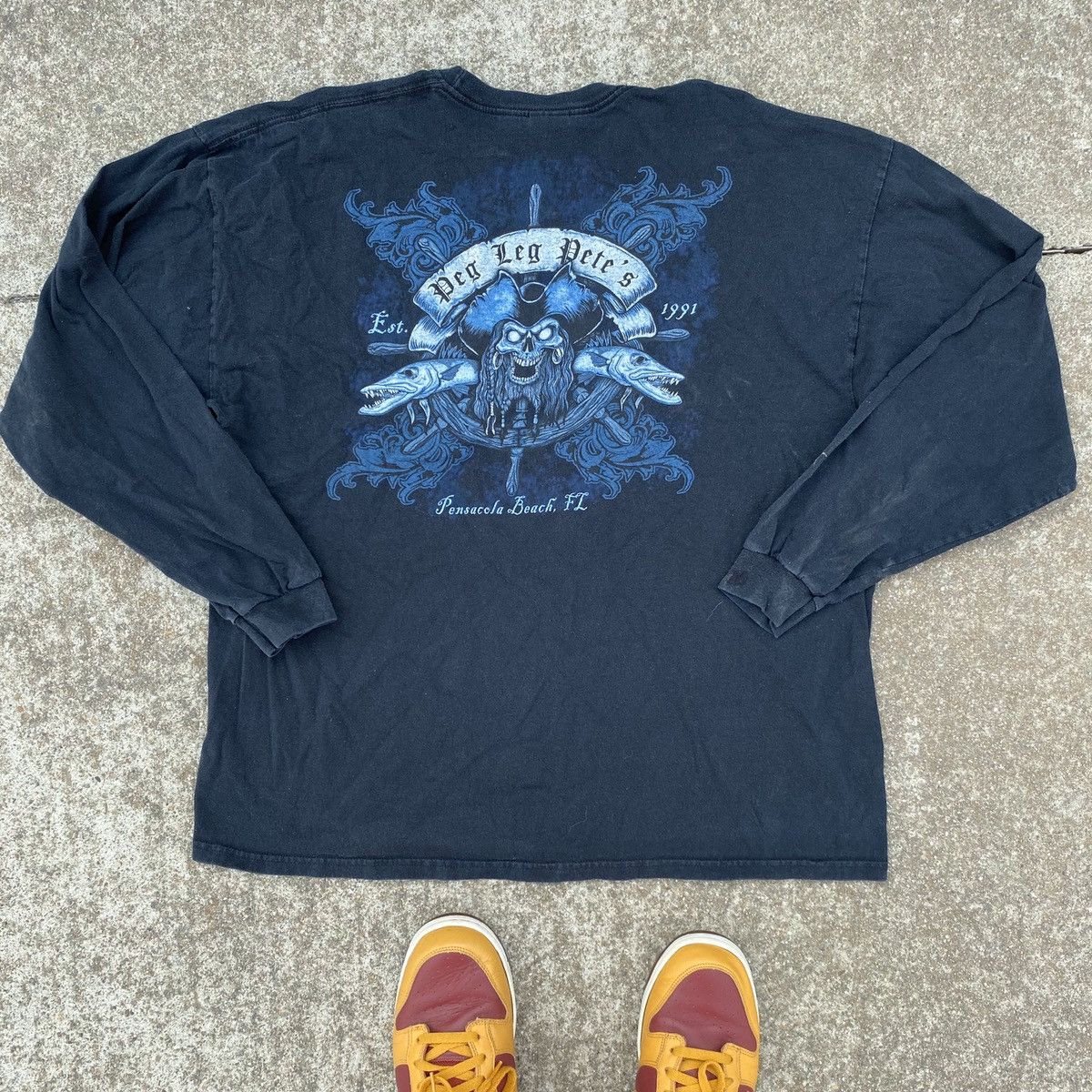 Streetwear × Vintage VINTAGE PEG LEG PETE PIRATE SKULL FLAME 90s USA ...