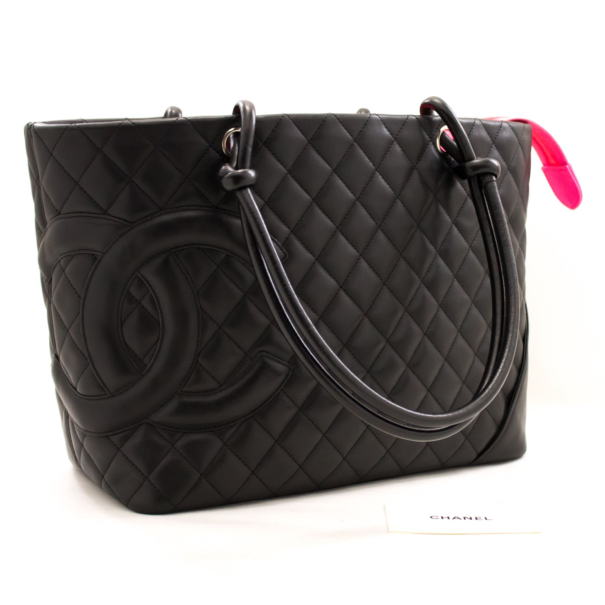 Chanel × Luxury z15 CHANEL Cambon Tote Large Shoulder Bag Black Quilted ...