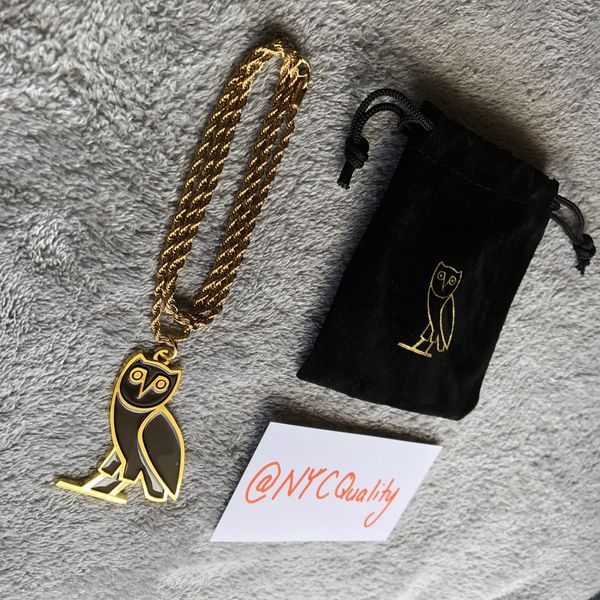 Octobers Very Own OVO Drake Owl Pendant Chain 18K Gold Plated Necklace ...