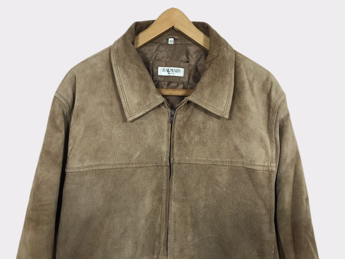 Balmain BALMAIN RARE suede Leather Jacket Harrington bomber | Grailed