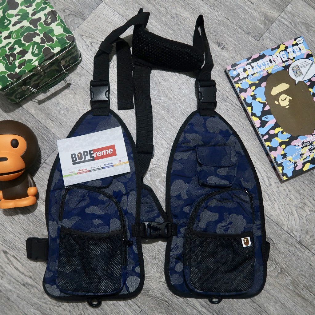 Bape A BATHING APE BAPE ABC DOT REFLECTIVE CAMO VEST BLUE SHARK | Grailed