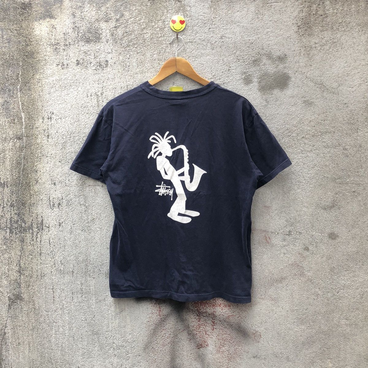 Stussy × Vintage Vintage 90s stussy stickman trumpet tshirt | Grailed