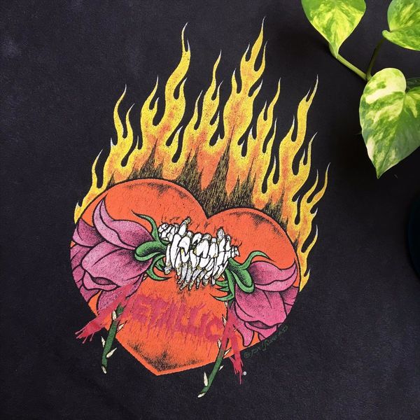 Vintage 90s Metallica Flaming Heart/Skull by Pushead | Grailed
