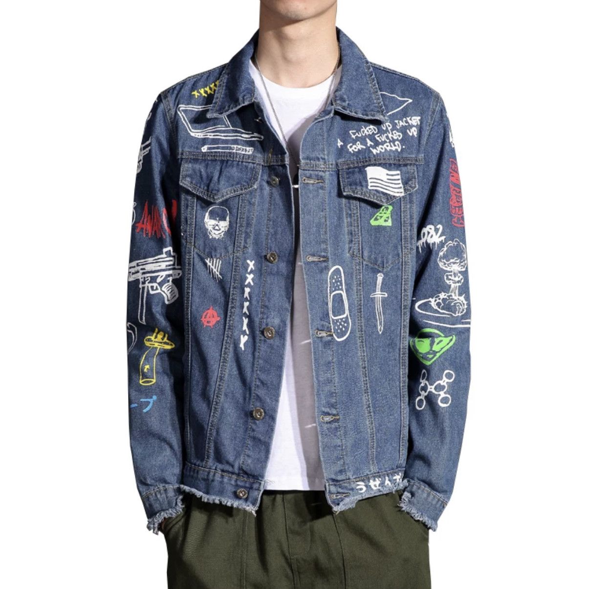 Asap Rocky Brand New ASAP Rocky Denim Graffiti Jacket | Grailed