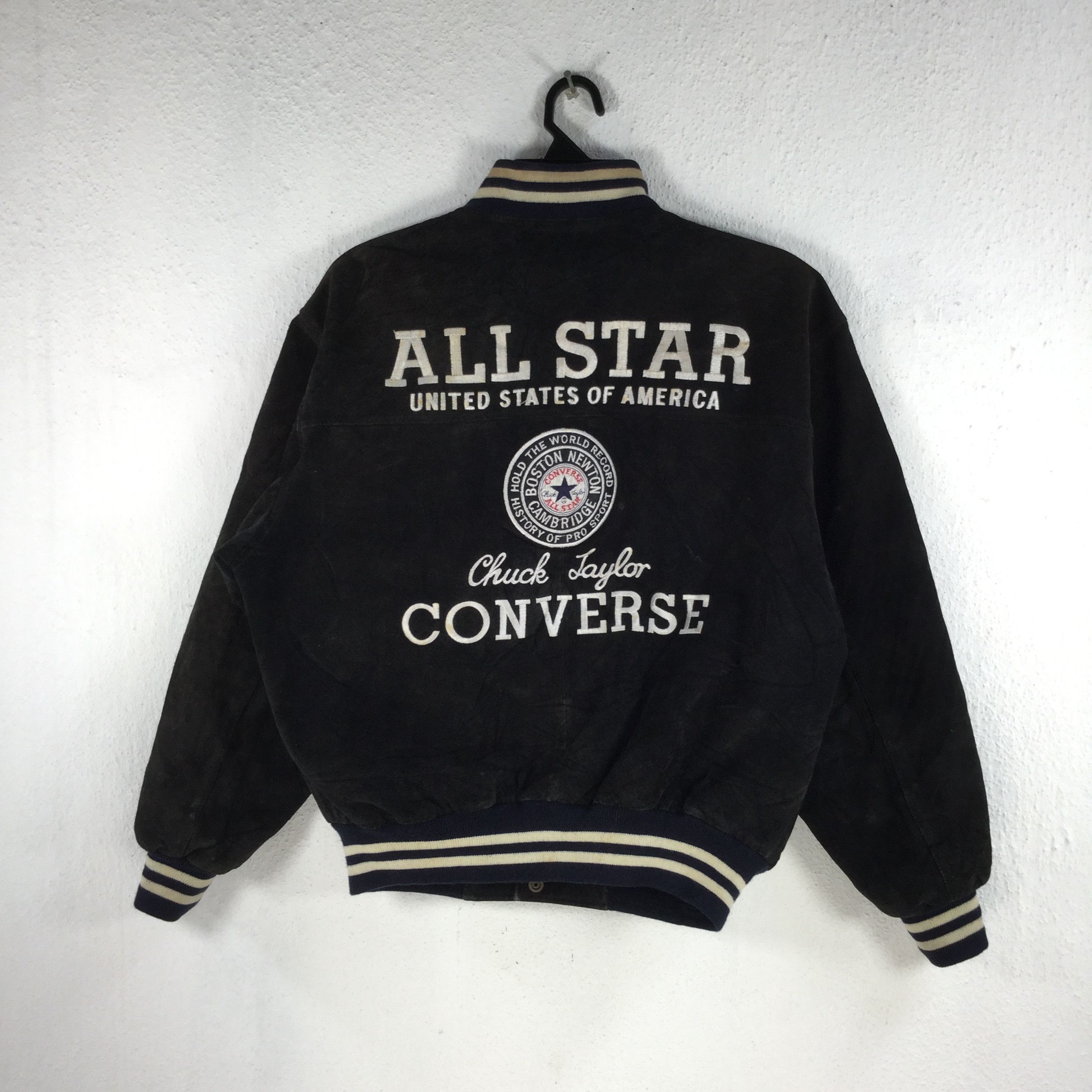 Converse CONVERSE ALL STAR Varsity Bomber Suede Leather Jacket | Grailed