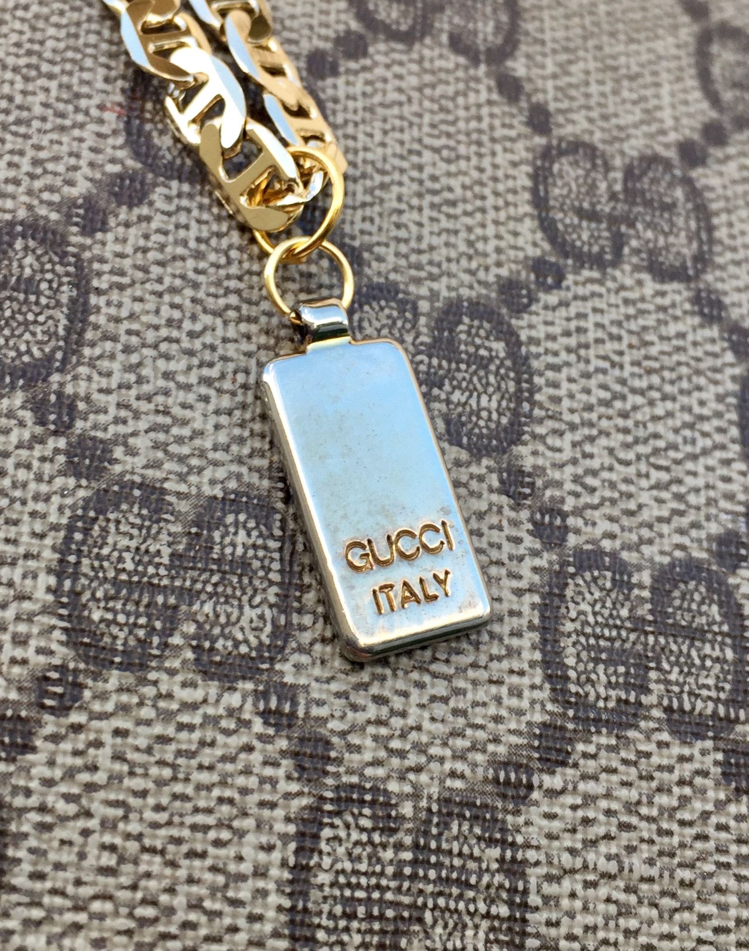 Gucci 20" | Silver & Gold Bar Pendant Mariner Link Chain Necklace | Grailed