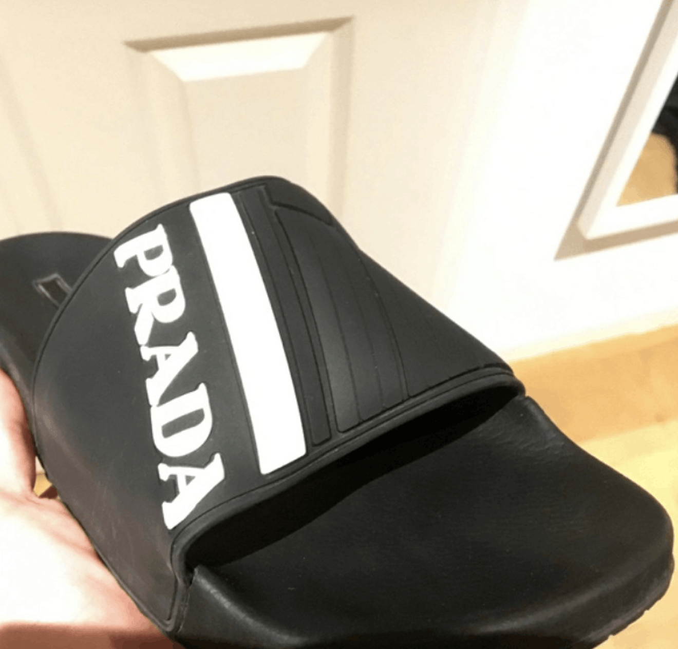 Prada Prada Rubber Logo Embossed Pool Slides | Grailed