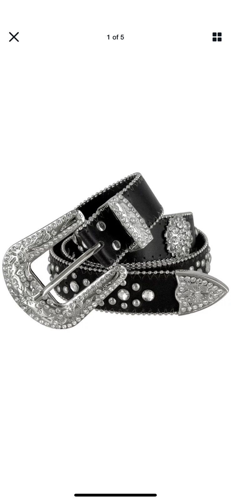 Designer × Vintage Rhinestone BB Simon Style Belt W Rose | Grailed