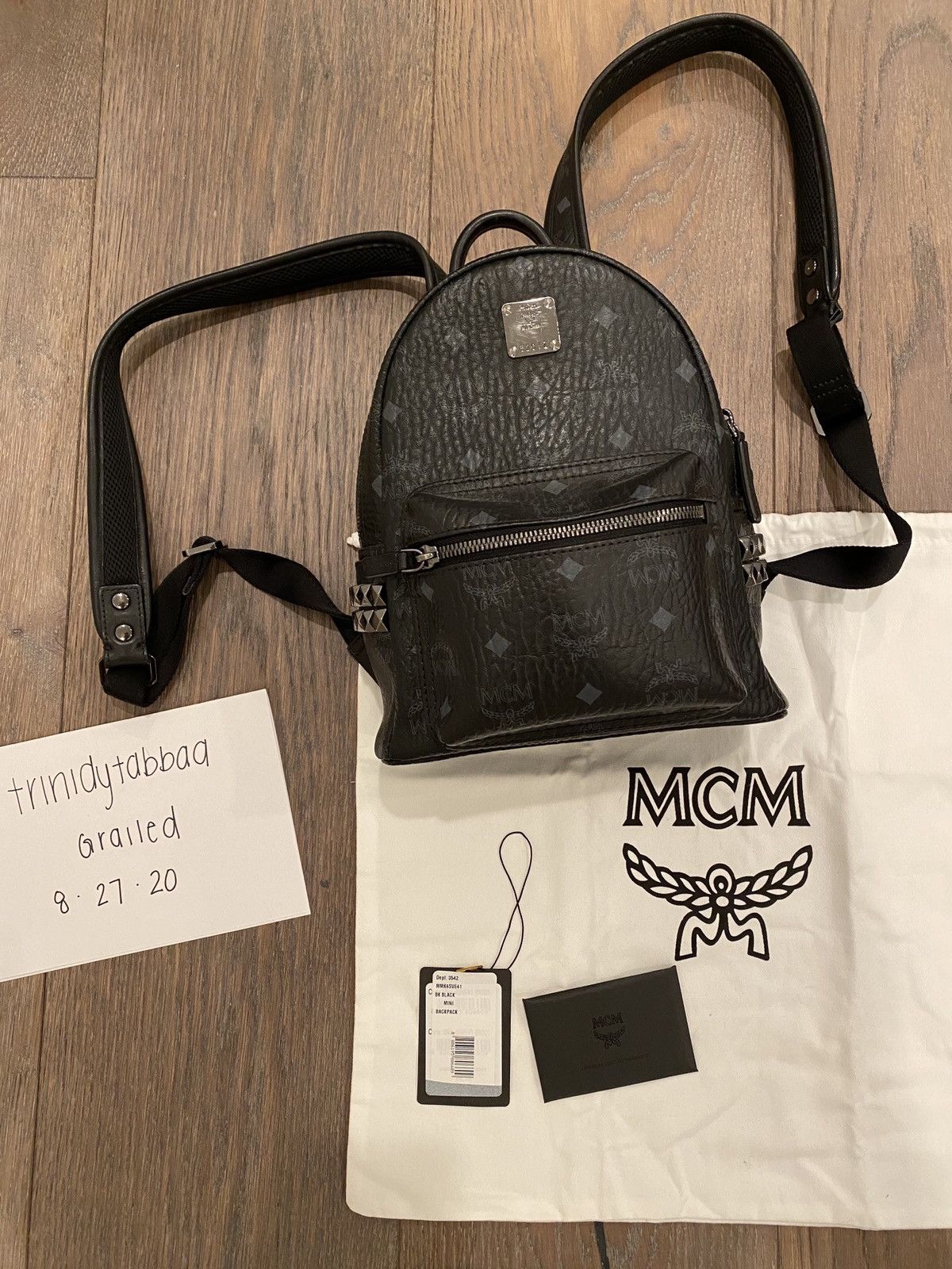 MCM MCM black studded mini backpack | Grailed