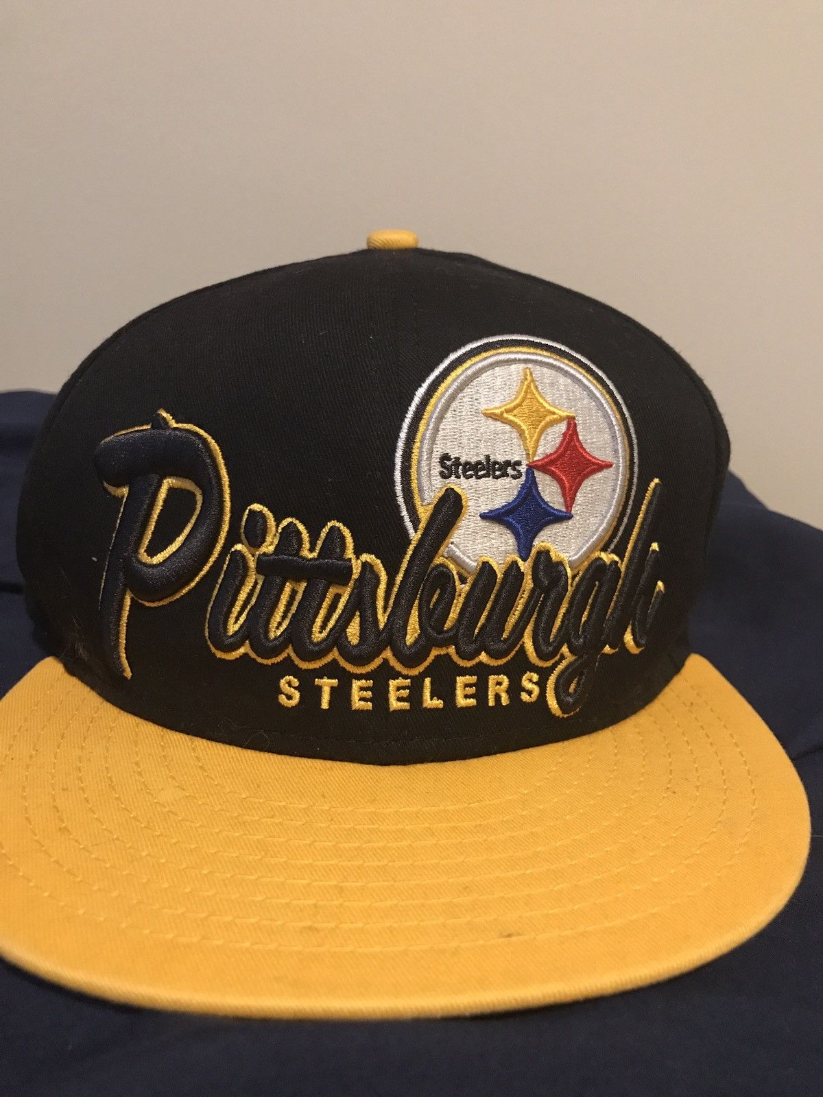 Vintage Pittsburgh Steelers cursive handwriting snapback hat | Grailed