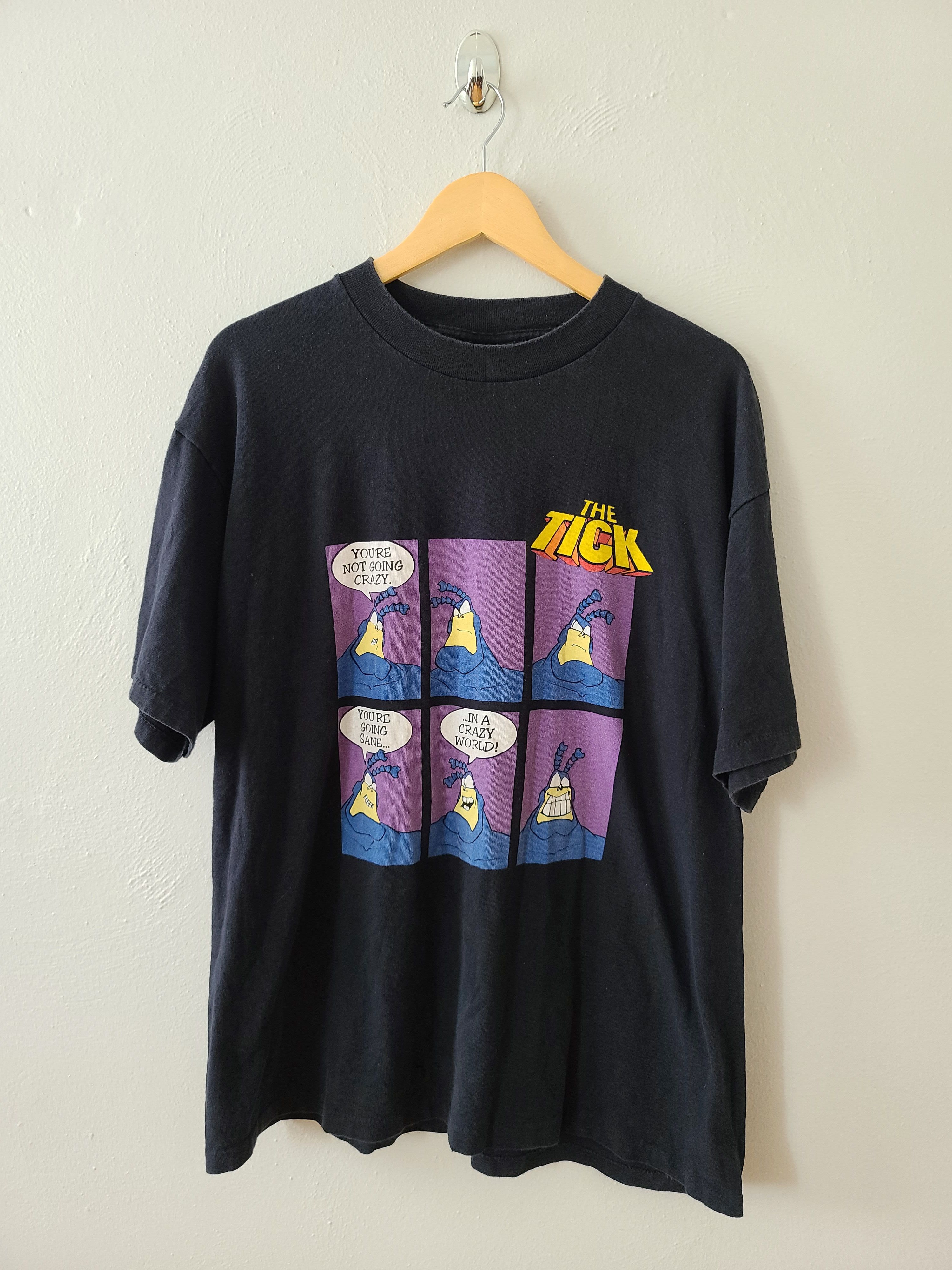 Vintage Single Stitch The Tick Sane in a crazy world T-shirt | Grailed