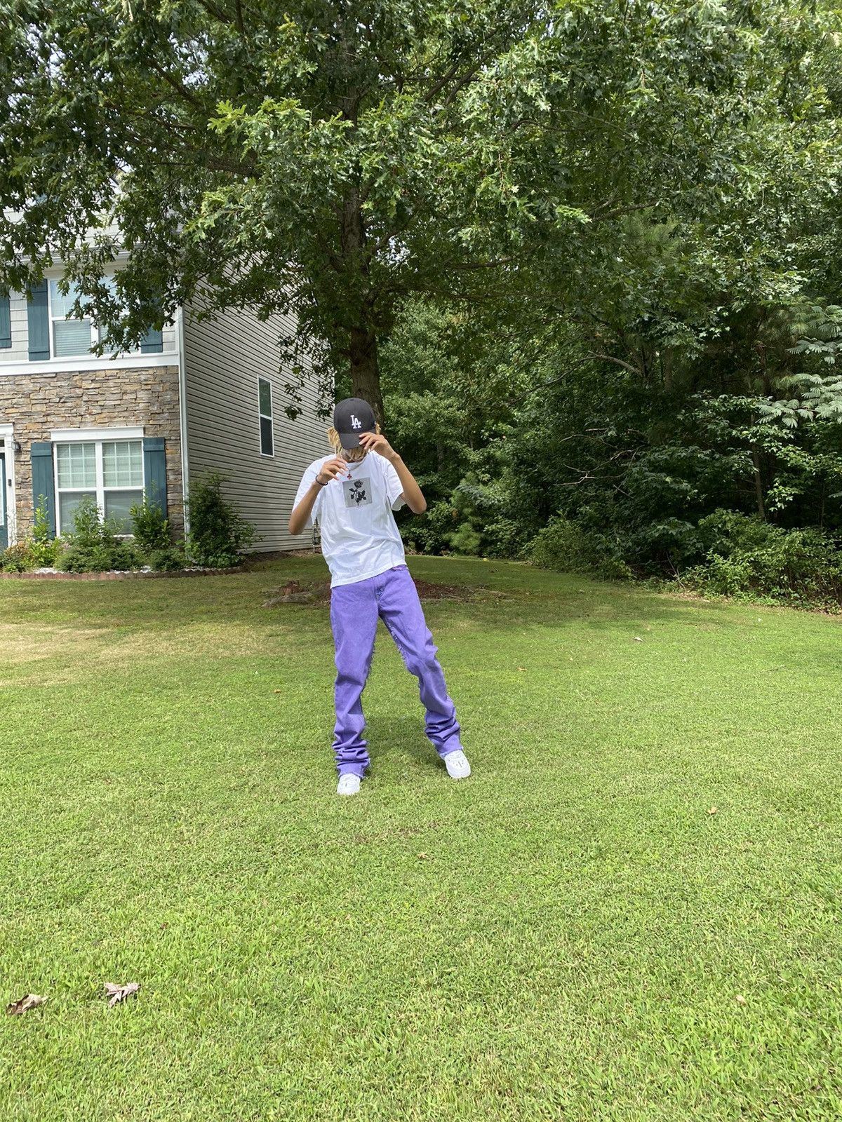 Custom Introvert Studios Purple Stacked Jeans | Grailed