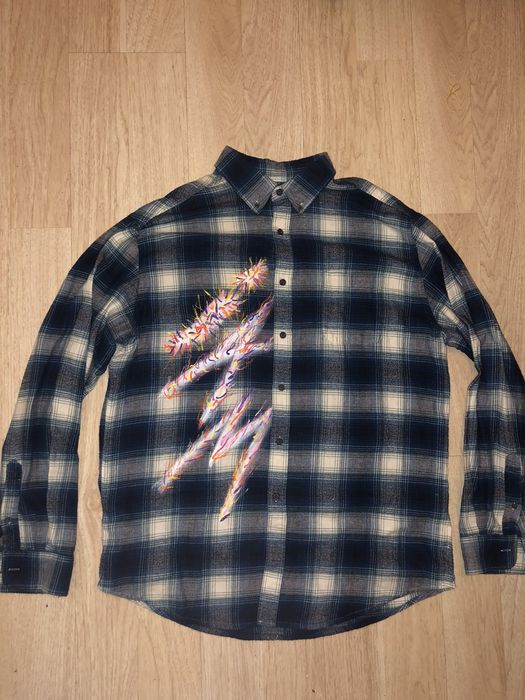 Custom Iam “virgin Mary” Blue Flannel Shirt Grailed 