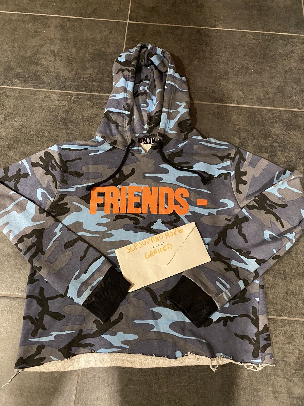 Vlone Vlone Blue Camo Cropped Hoodie | Grailed