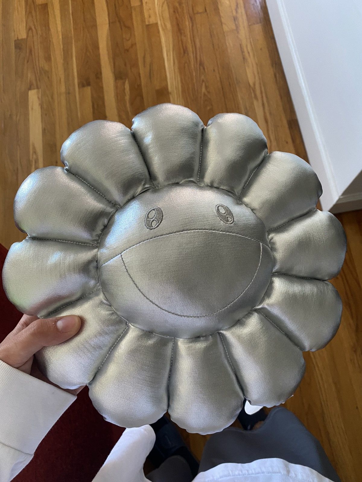 Takashi Murakami Chrome Flower Pillow | Grailed