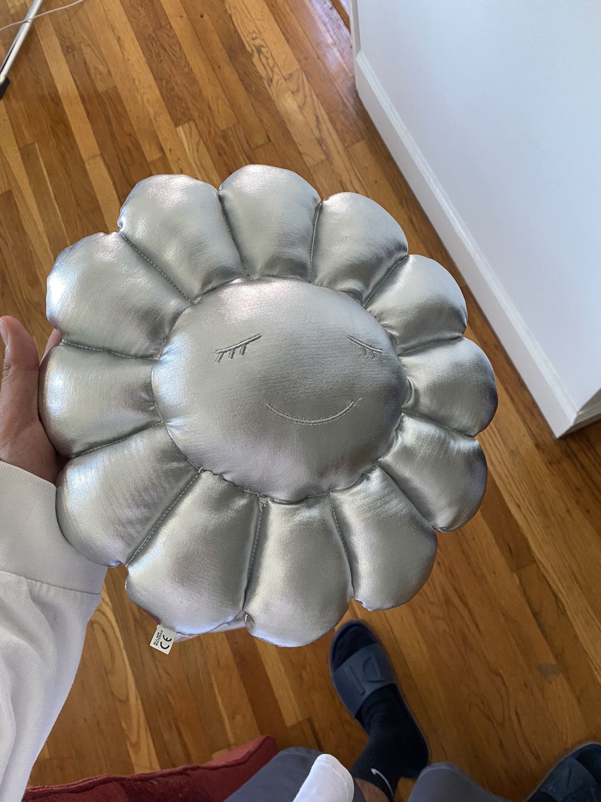Takashi Murakami Chrome Flower Pillow | Grailed